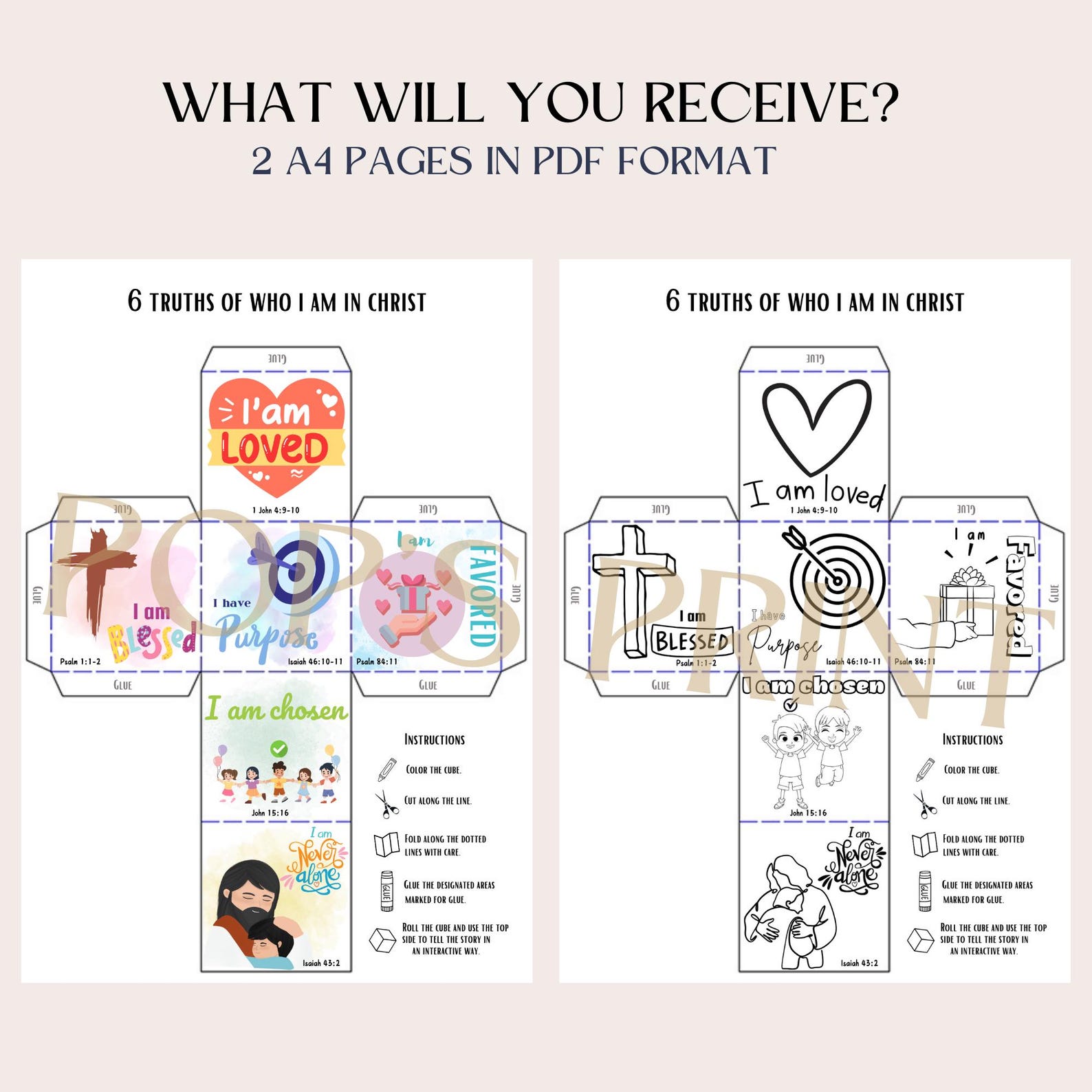 6 Truths of Who I Am in Christ Cube Craft – Printable Sunday School ...