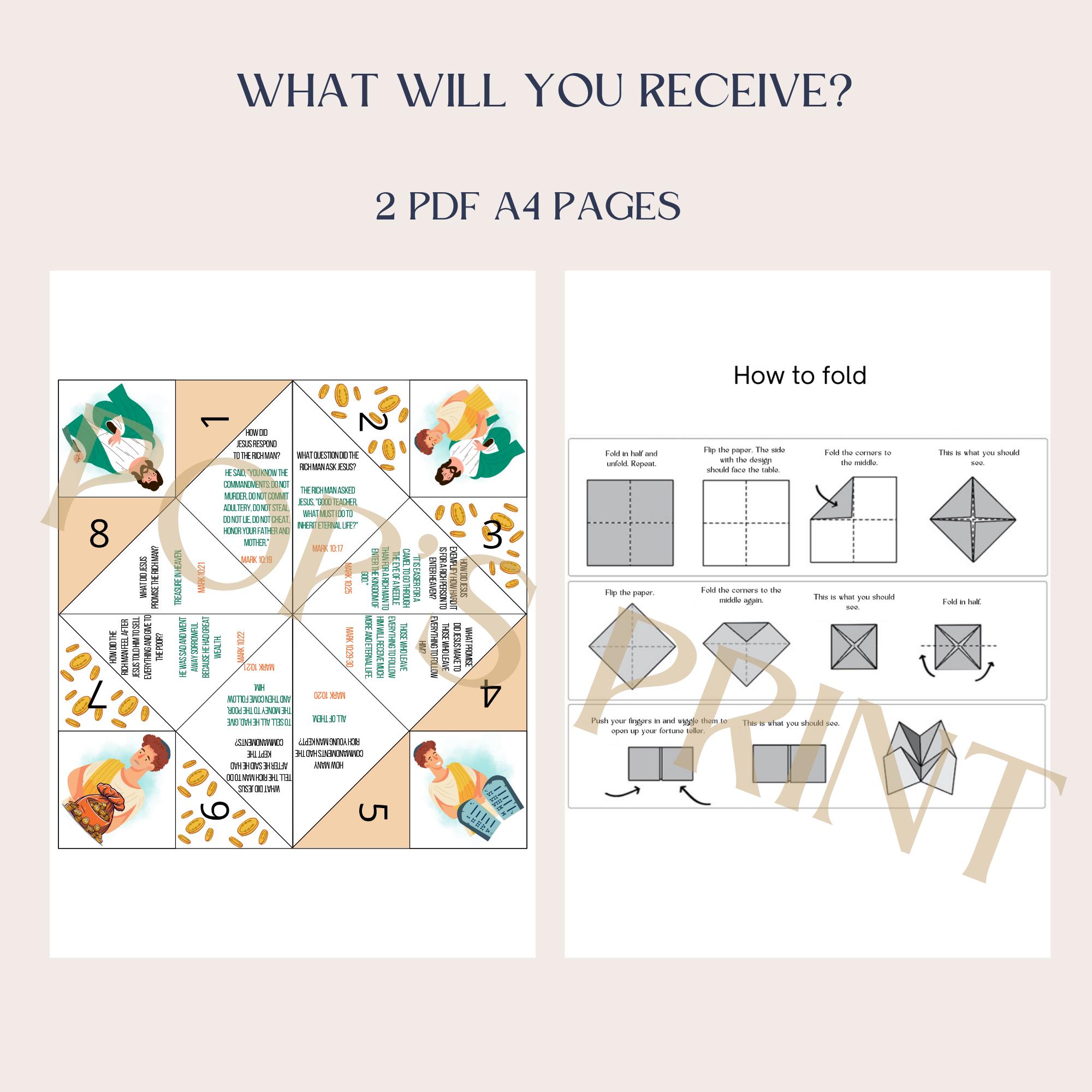 Jesus and the Rich Young Man Cootie Catcher, Sunday School Craft, Kids ...