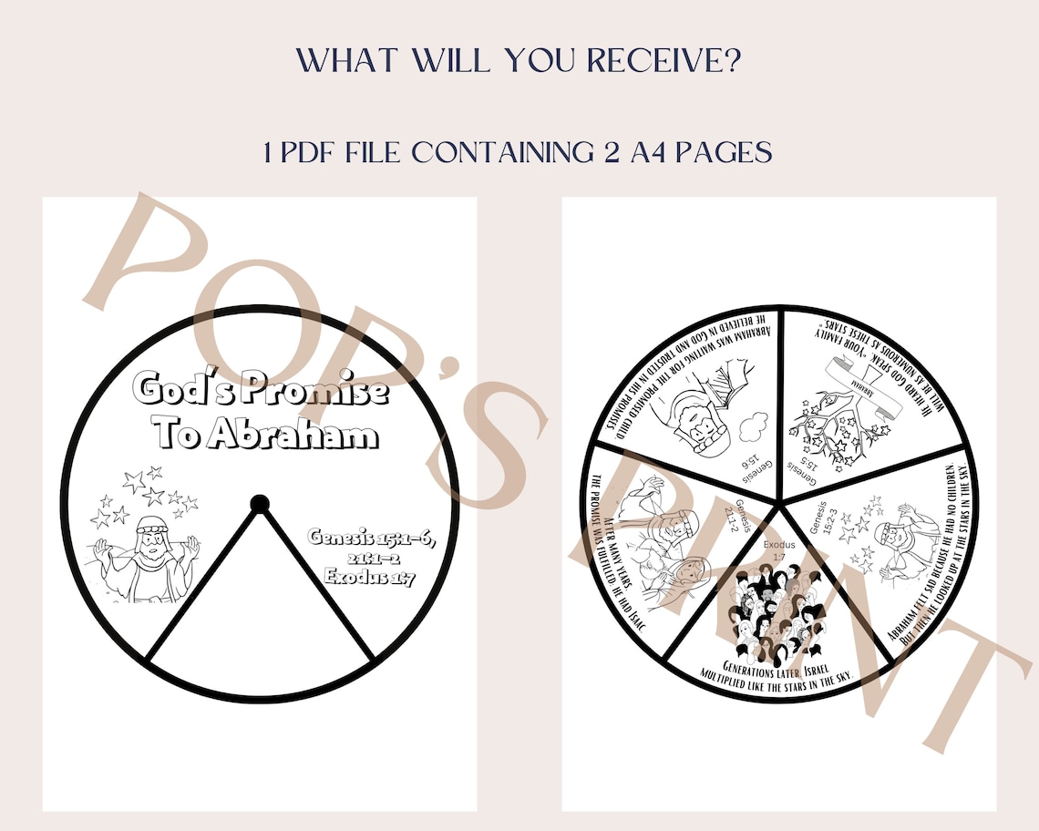 Printable God’s Promise to Abraham Coloring Spinner Wheel | Sunday ...