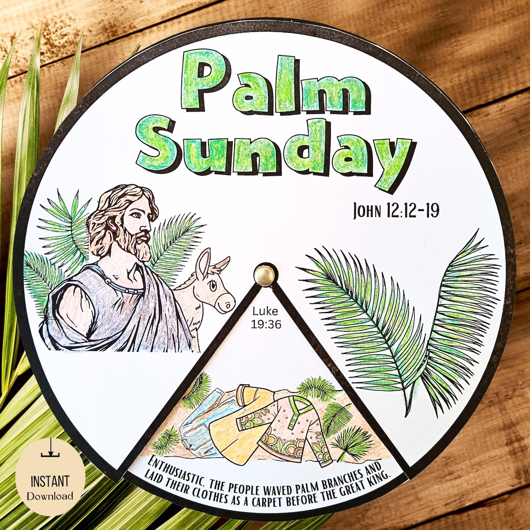Printable Palm Sunday Coloring Spinner Wheel | Palm Sunday Craft | the ...