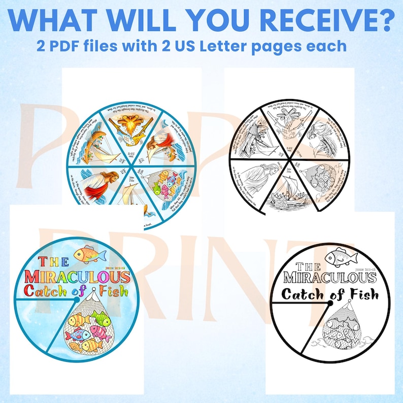 Miraculous Catch of Fish Spinner Wheel, Sunday School Craft (digital ...