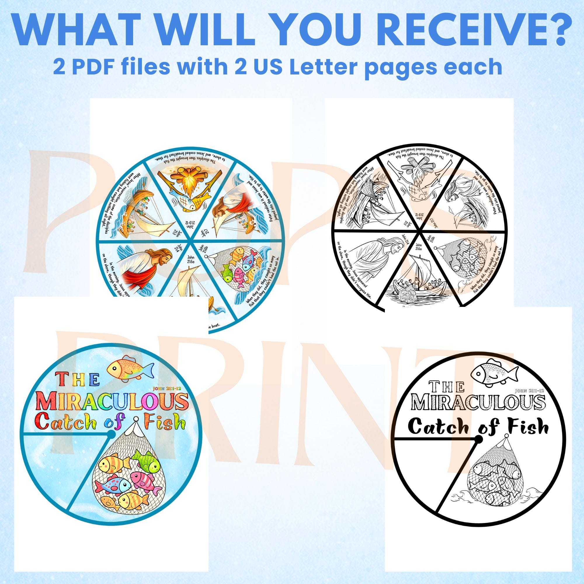 Miraculous Catch of Fish Spinner Wheel, Sunday School Craft (digital ...