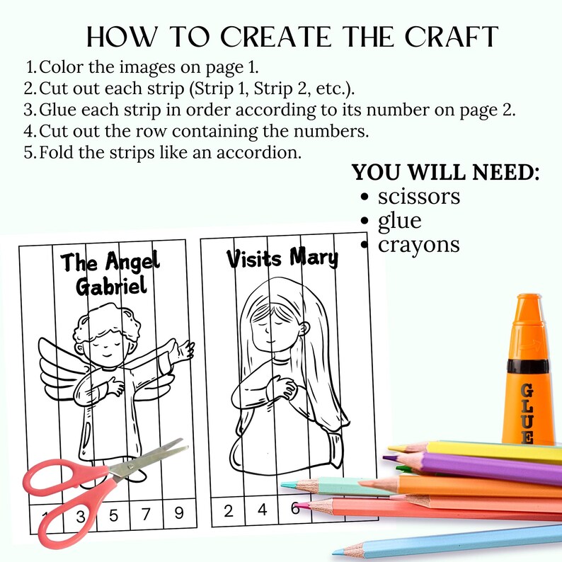 Printable Angel Gabriel Visits Mary Agamograph, Sunday School Nativity ...