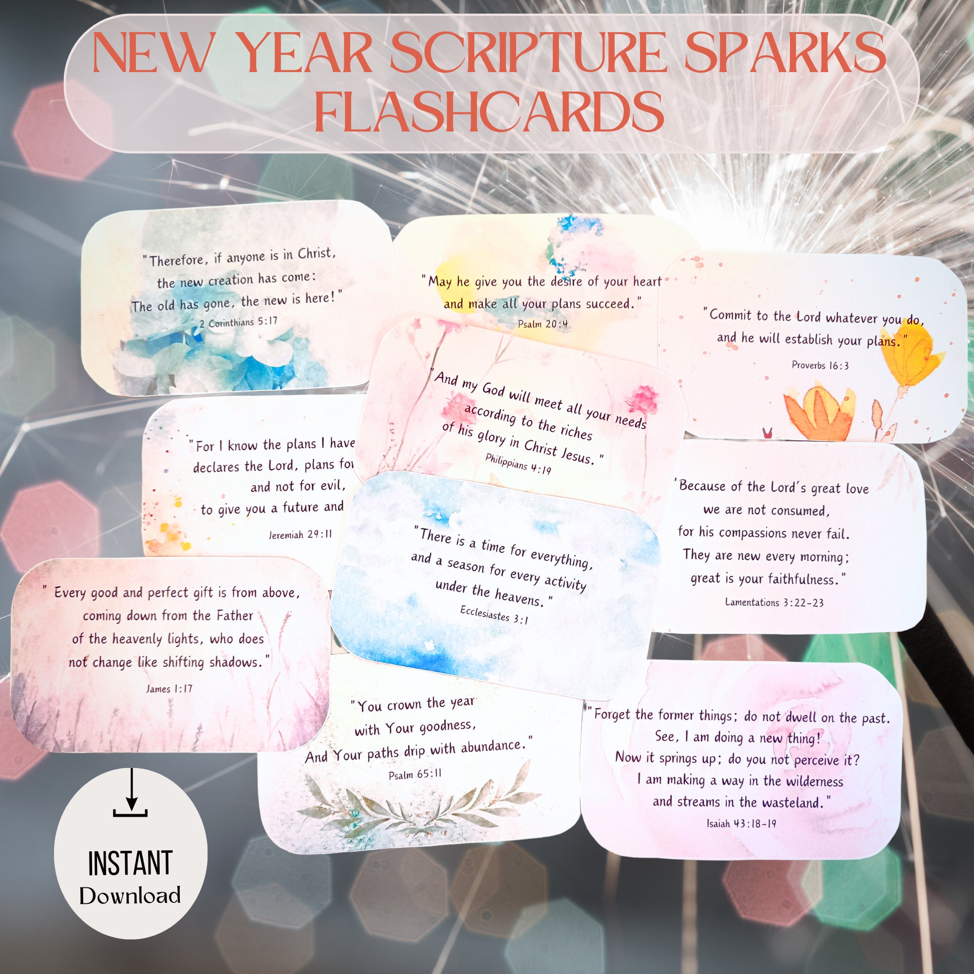New Year Scripture Cards Printable Bible Verse Flashcards for Sunday ...