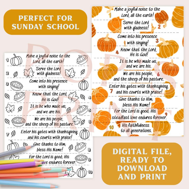 Printable Thanksgiving Gratitude Paper Chain With Psalm 100, Sunday ...