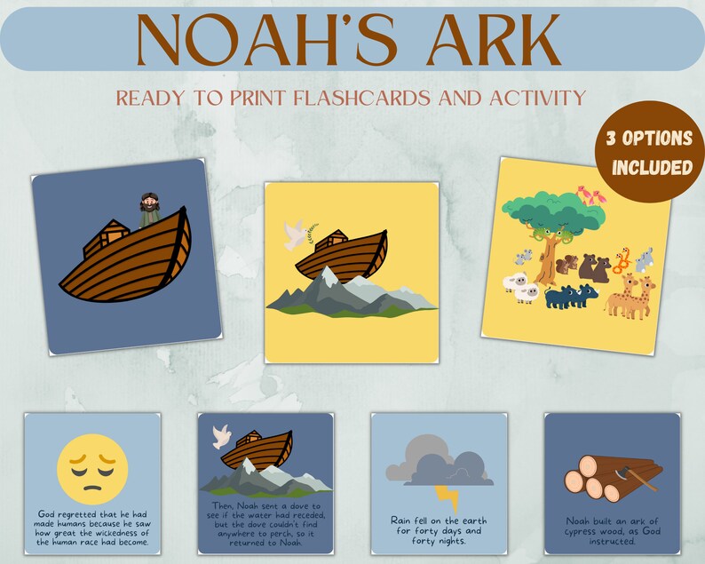 Noah's Ark Flashcards and Activity Noah's Ark - Etsy
