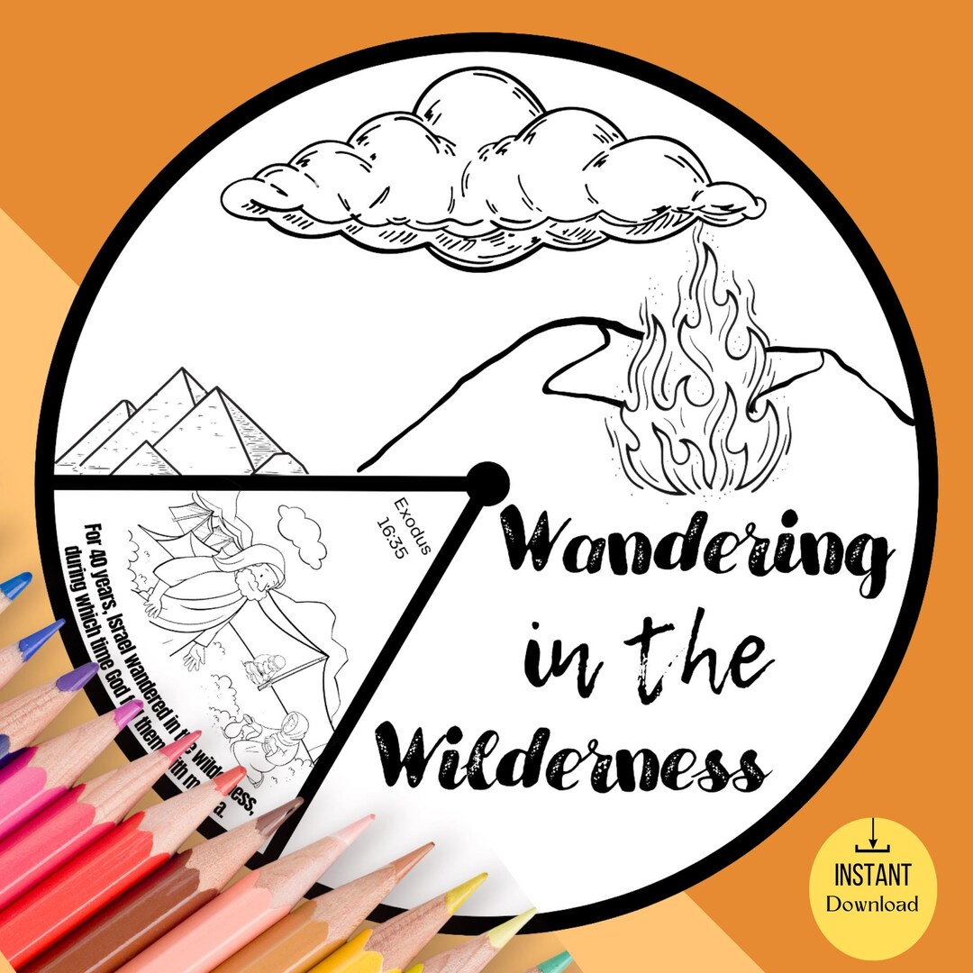 Sunday School Craft Wandering in the Wilderness Coloring Spinner Wheel ...