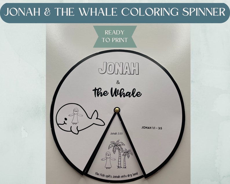 Jonah and the Whale Coloring Spinner Wheel Jonah and the - Etsy