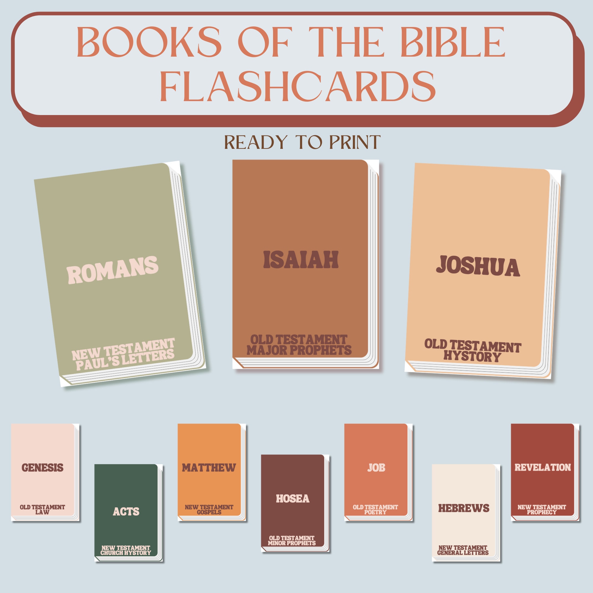 Books of the Bible Flashcards| Old Testament Printable| New Testament ...