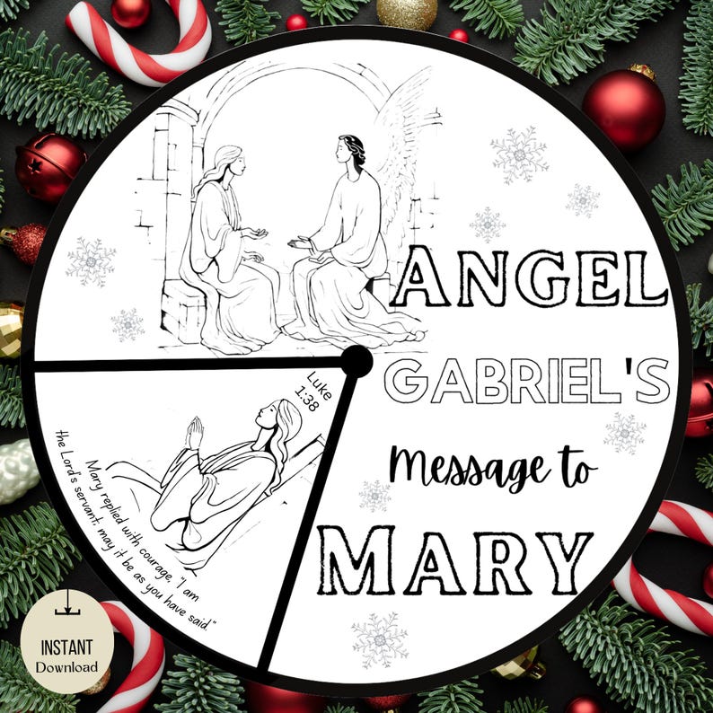 Printable Sunday School Craft: Angel Gabriel's Message to Mary Spinner ...