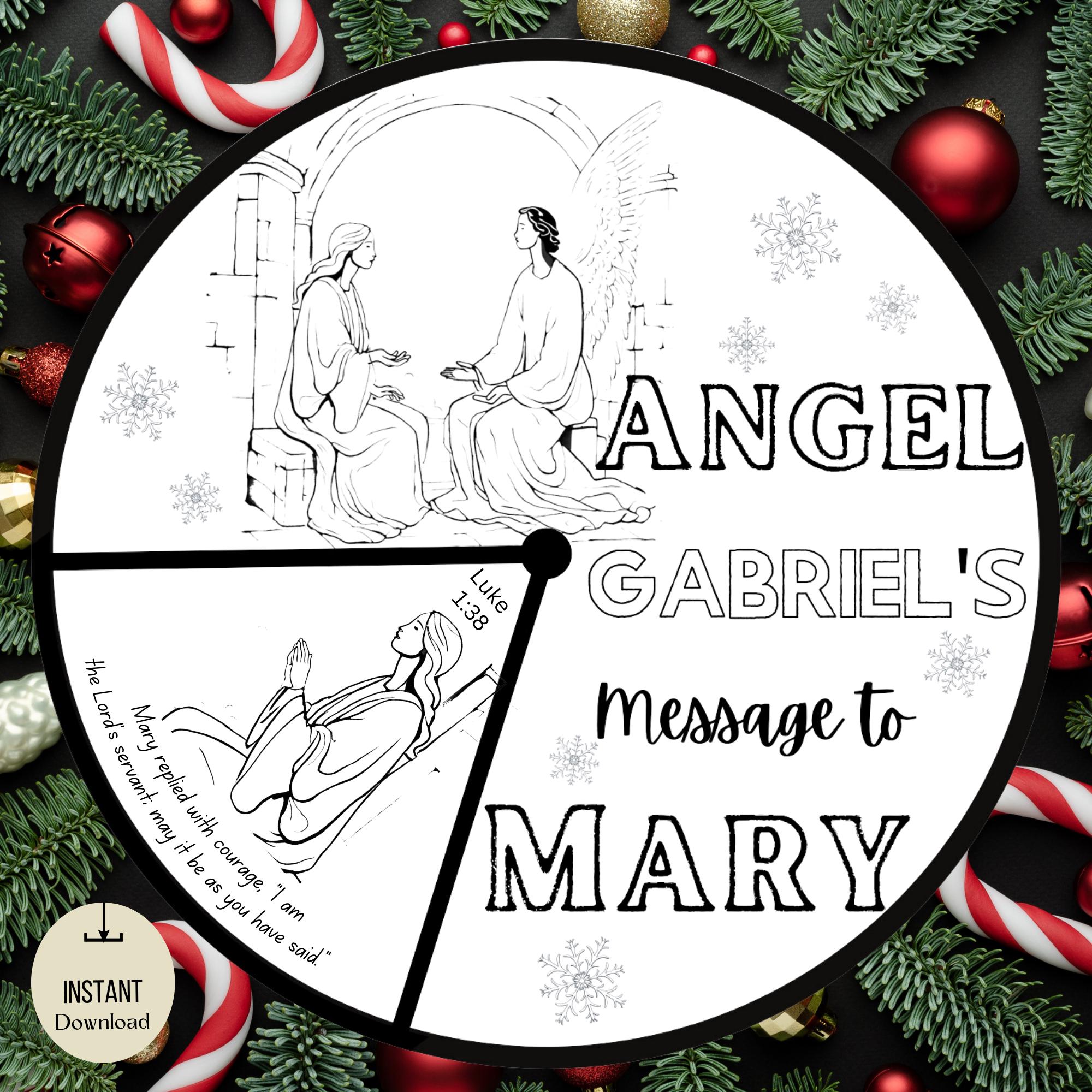 Printable Sunday School Craft: Angel Gabriel's Message to Mary Spinner ...