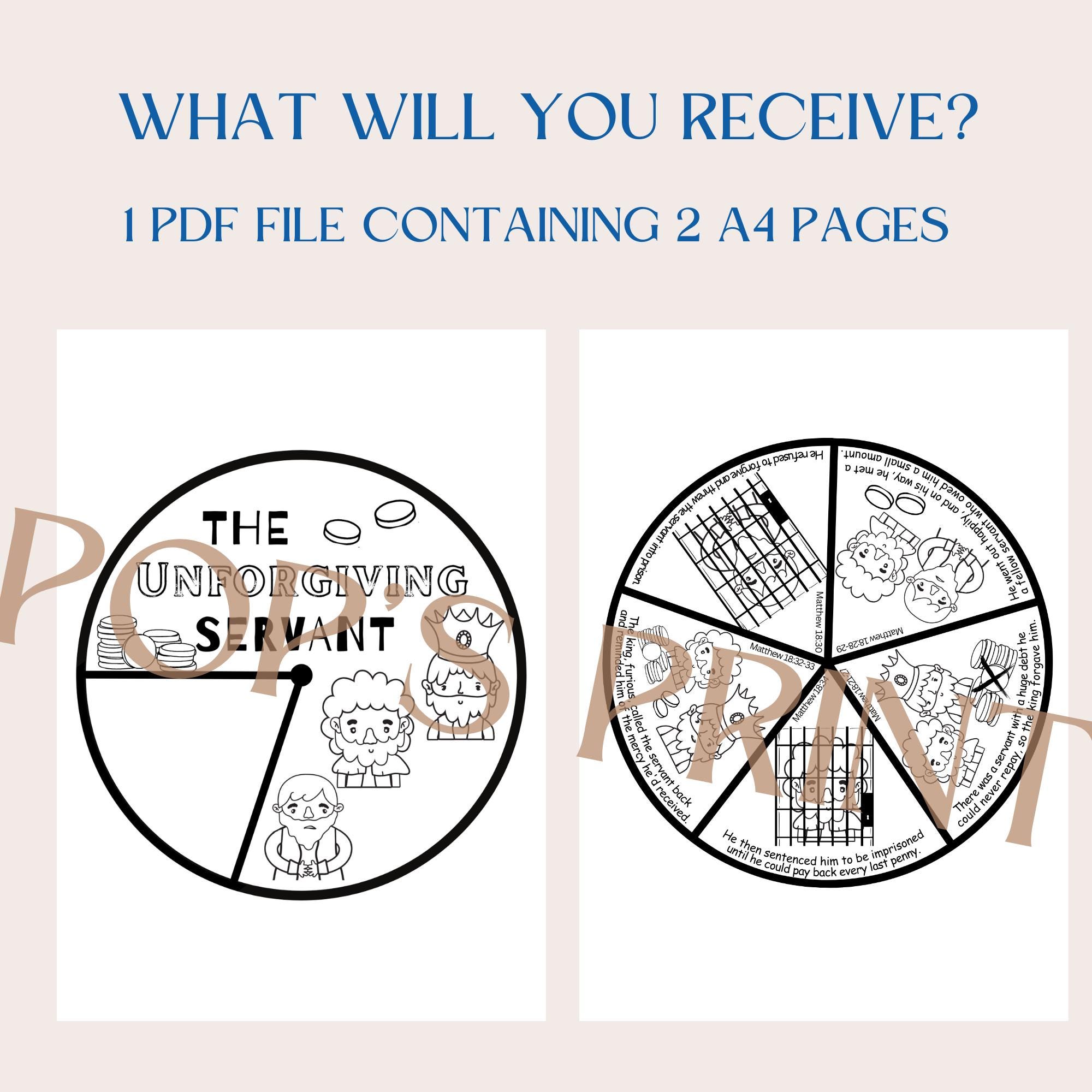 Printable Parable of the Unforgiving Servant Spinner Wheel ...