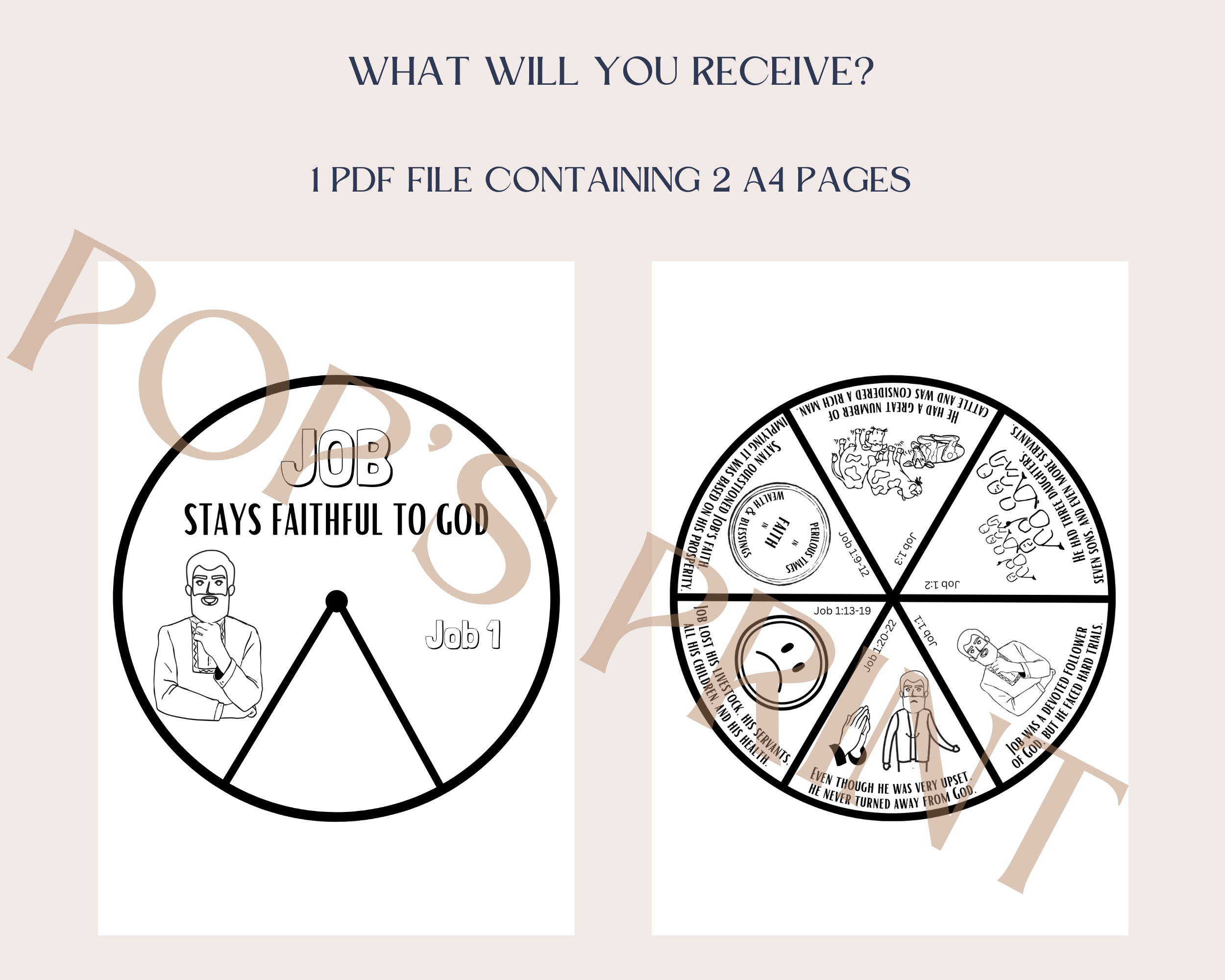 Printable Job Coloring Spinner Wheel | Job Craft | Sunday School ...