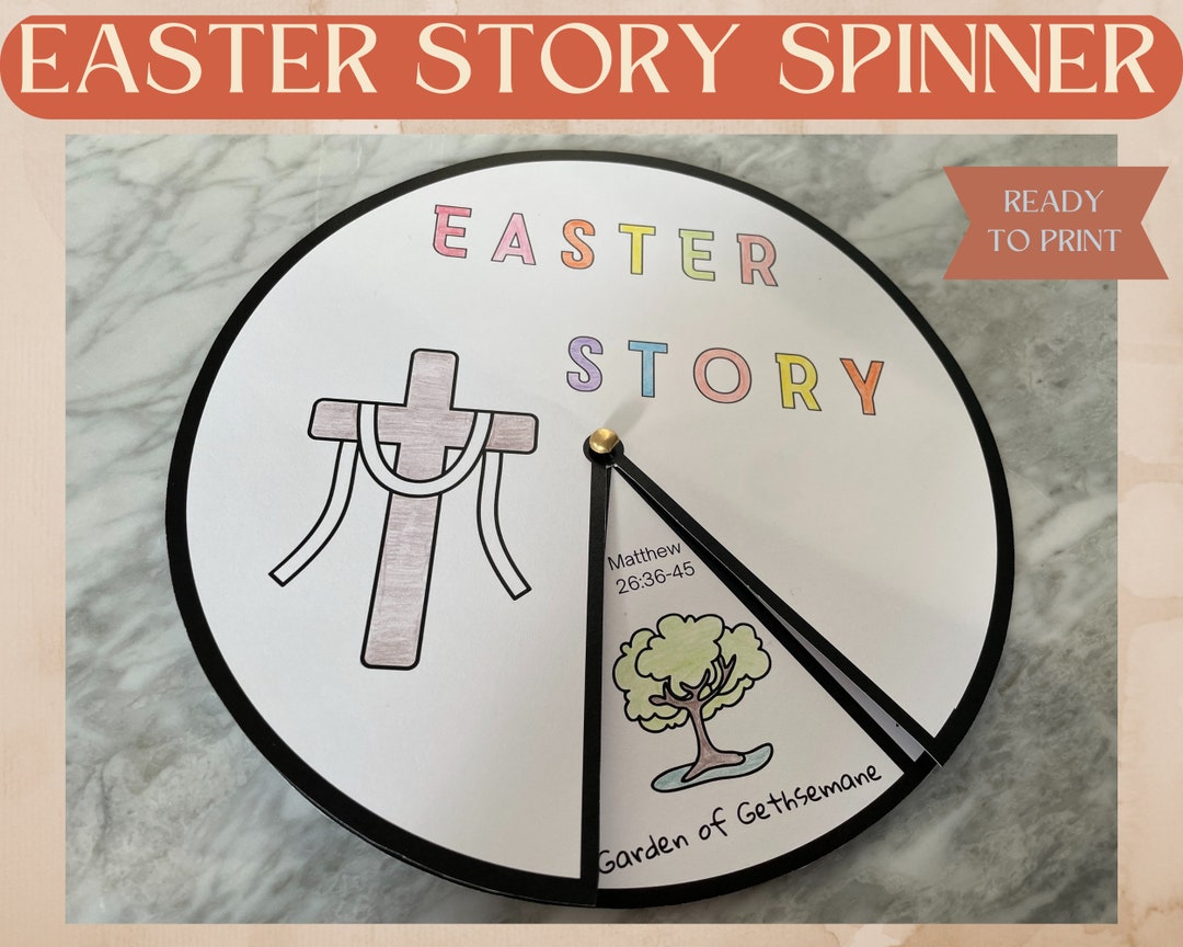 The Easter Story Coloring Spinner Wheel Easter Craft Sunday School ...