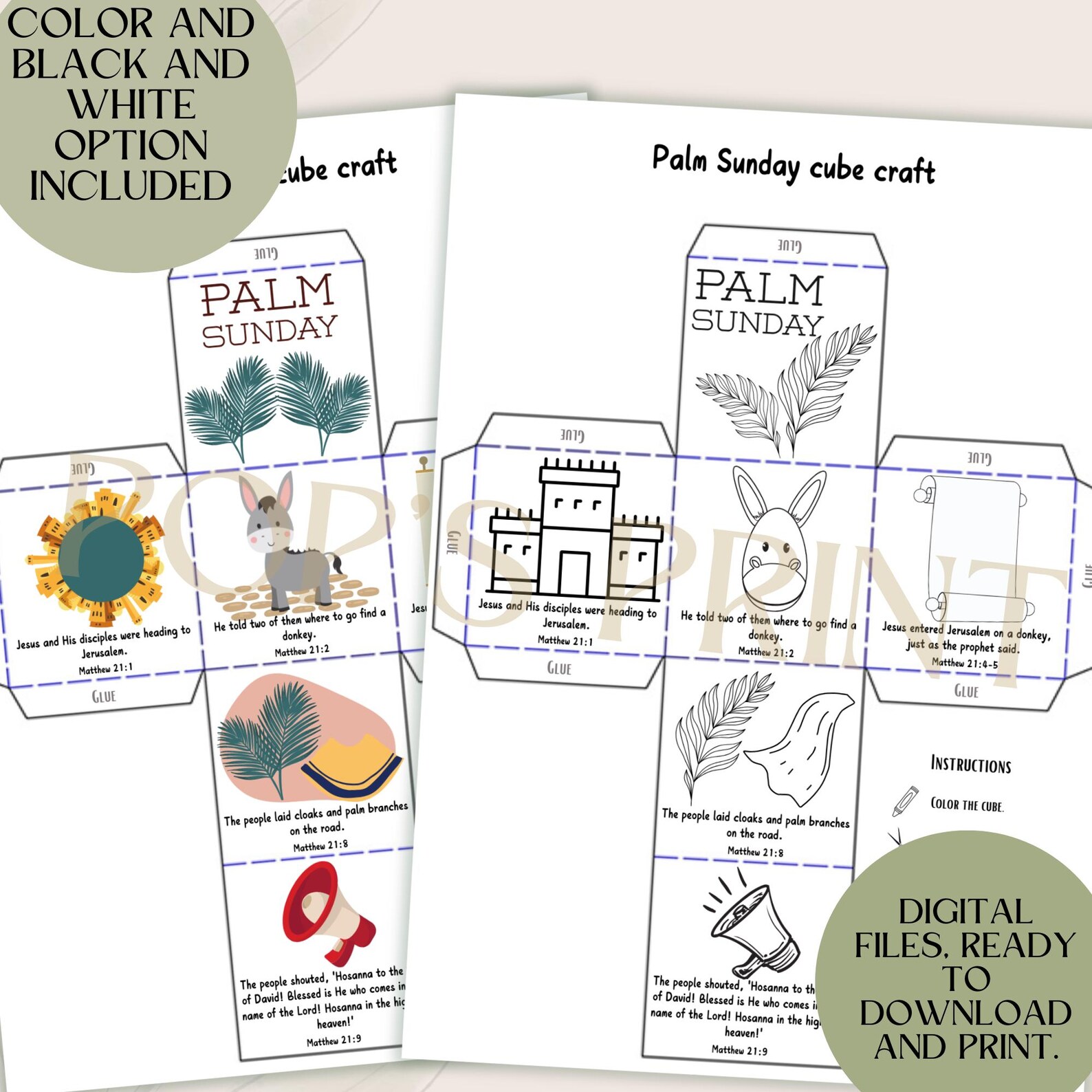 Palm Sunday Craft Bundle| Printable Sunday School Bible Activity| Game ...