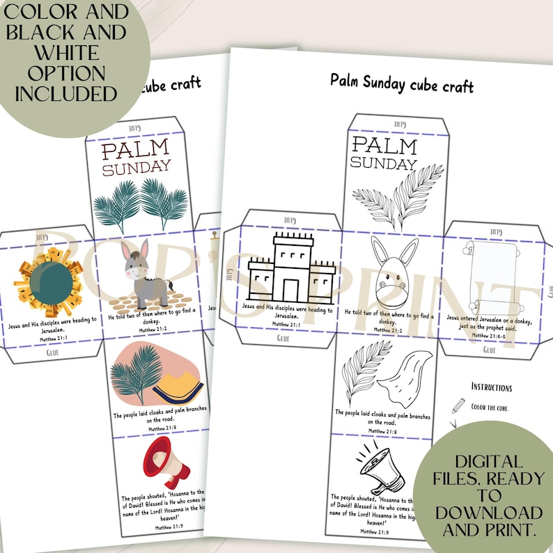 Palm Sunday Craft Bundle| Printable Sunday School Bible Activity| Game ...