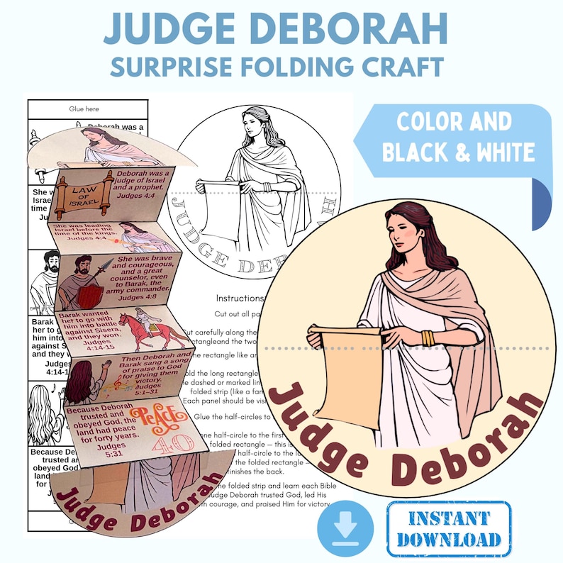 Judge Deborah Bible Craft for Kids – Printable Christian Folding ...