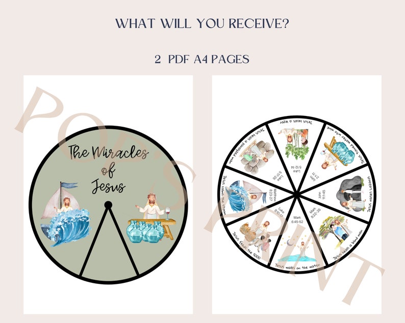 Rueda giratoria imprimible de Los milagros de Jesús, manualidad de Los ...