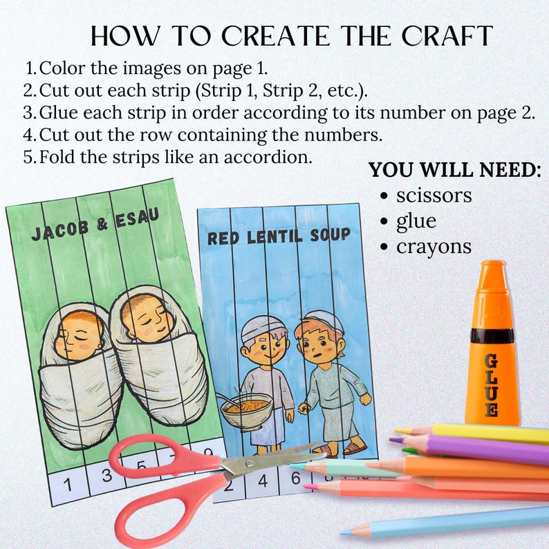 Jacob and Esau Bible Craft for Kids – Printable Agamograph Coloring ...