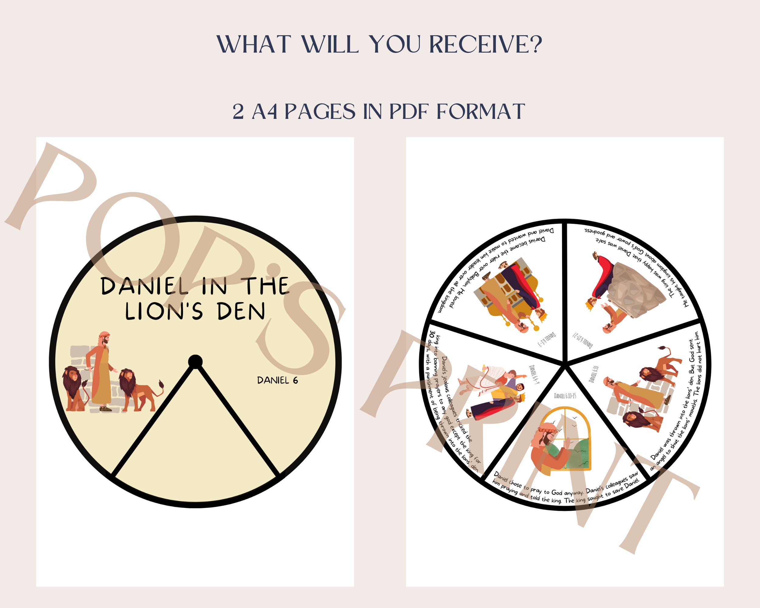 Daniel in the Lion's Den Spinner Wheel Daniel in the - Etsy