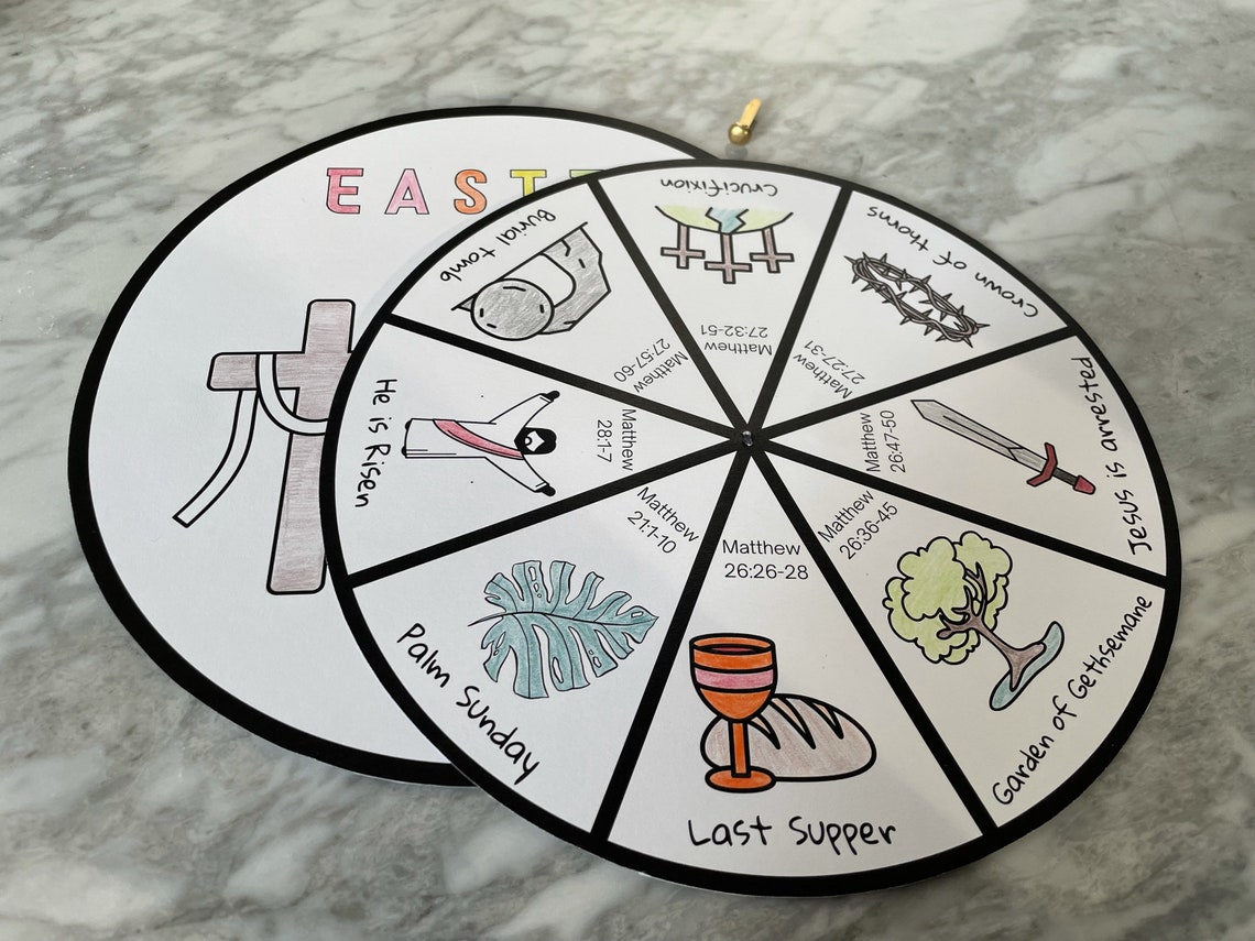 The Easter Story Coloring Spinner Wheel Easter Craft Sunday School ...
