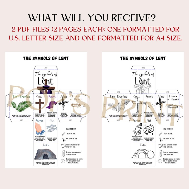 Lent Symbols Cube Craft | Sunday School Easter Bible Activity (digital ...