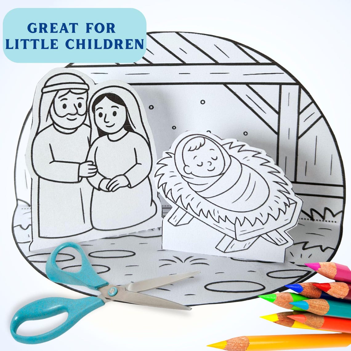 Birth of Jesus Craft | Printable Nativity 3D Bible Scene Activity ...