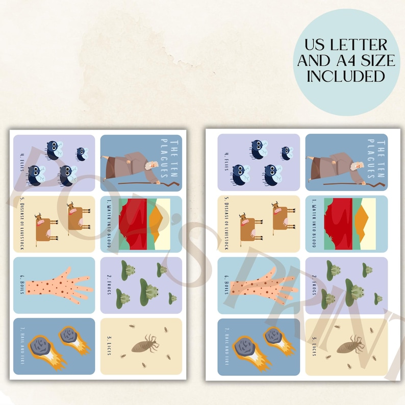 The Ten Plagues Flashcards| the Ten Plagues Activity| Bible Lessons for ...