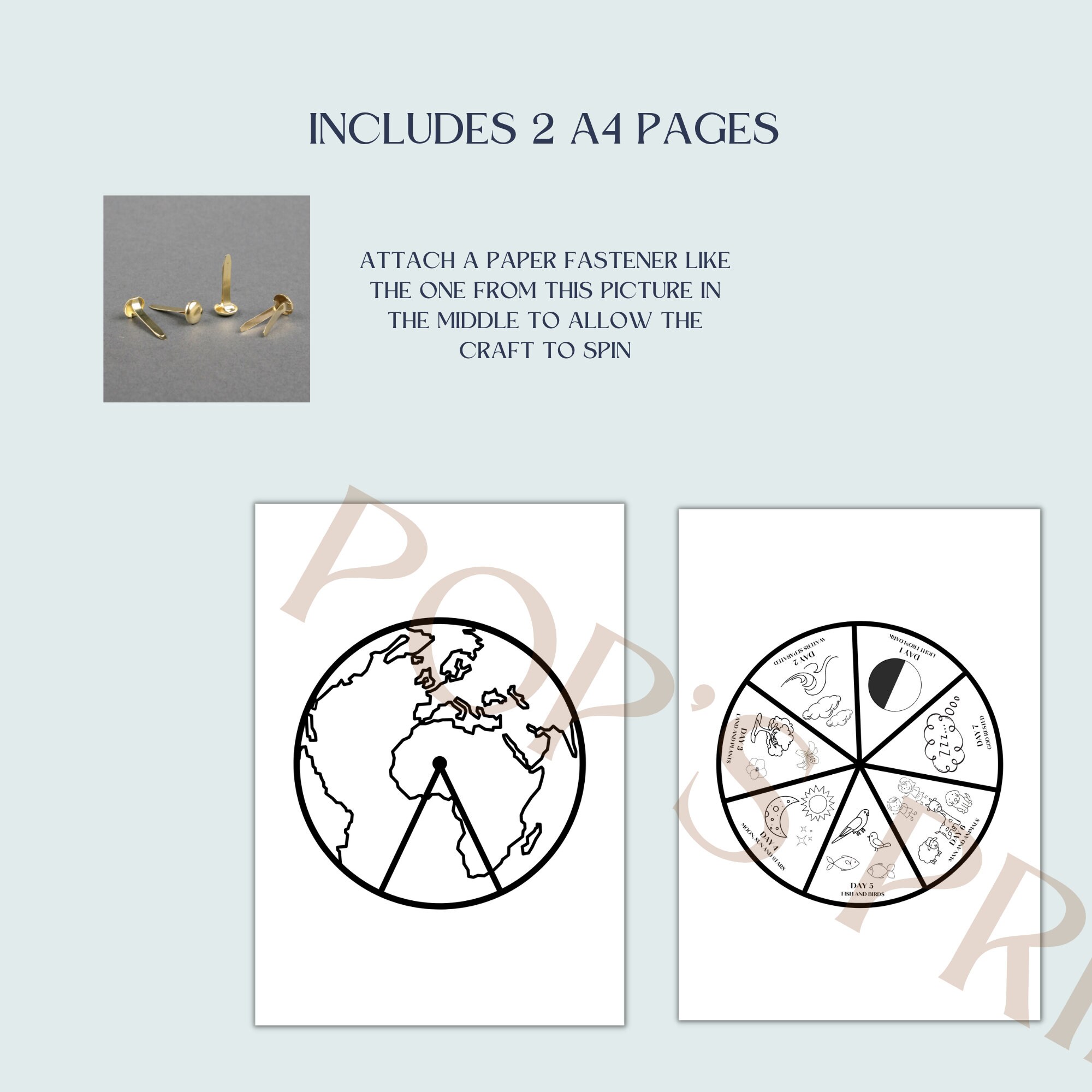 Days of Creation Spinner Wheel Printable, Perfect Sunday School ...