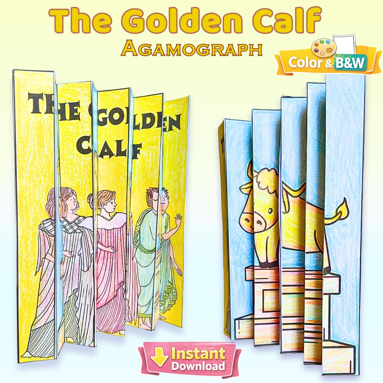 Golden Calf Agamograph Craft – Sunday School Bible Story Coloring ...