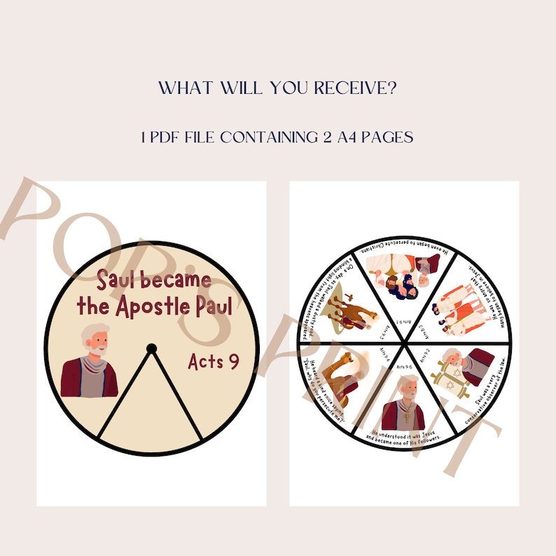 Printable Saul Becomes the Apostle Paul Spinner Wheel | Interactive ...