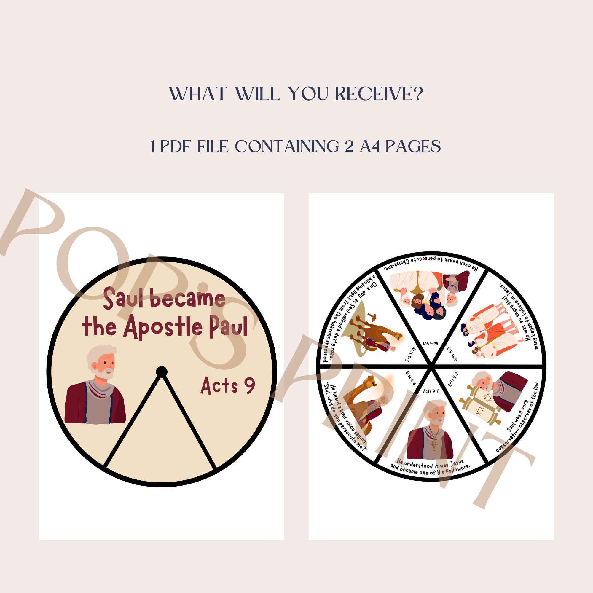 Printable Saul Becomes the Apostle Paul Spinner Wheel | Interactive ...