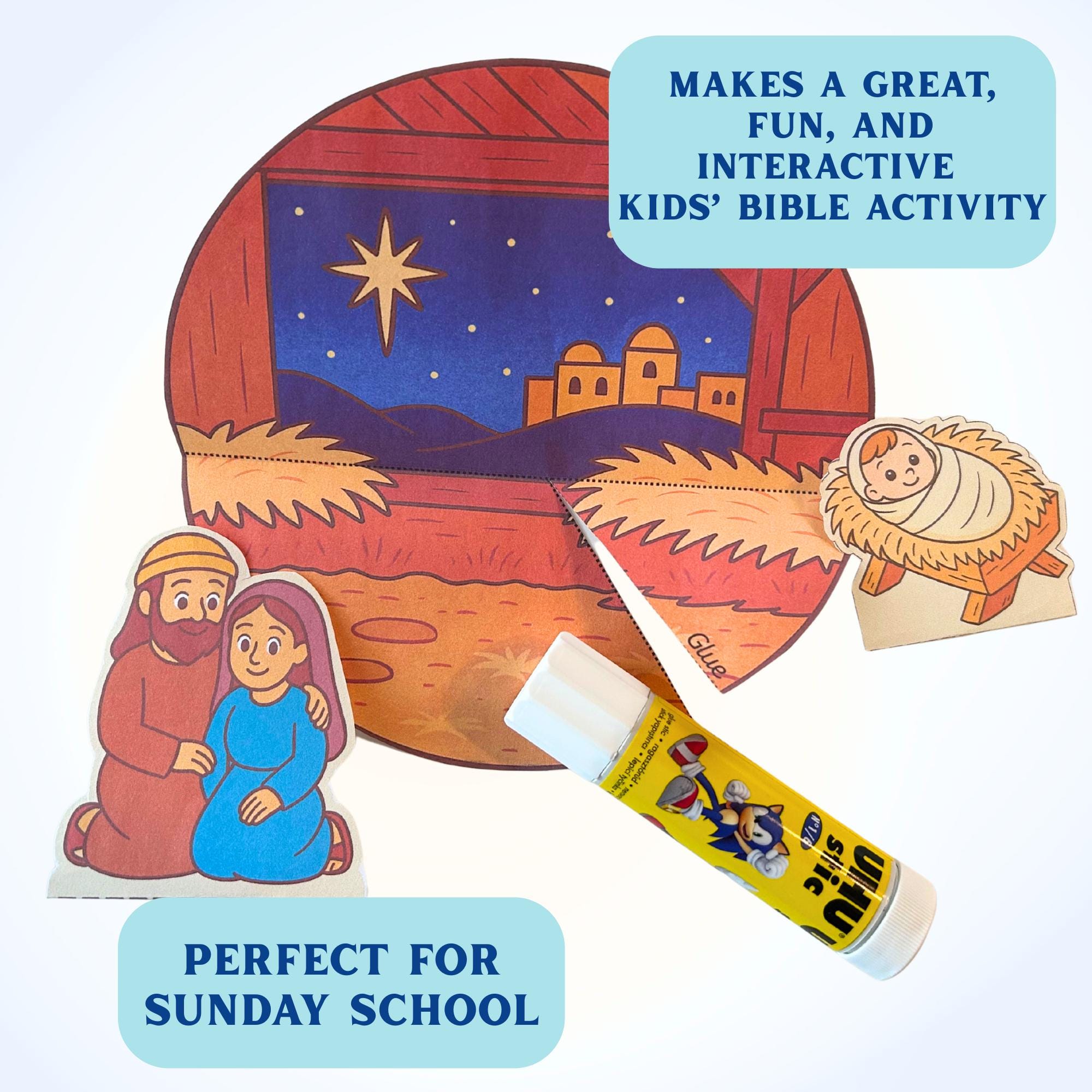 Birth of Jesus Craft | Printable Nativity 3D Bible Scene Activity ...