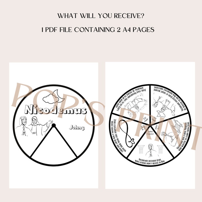 Printable Nicodemus Coloring Spinner Wheel | Nicodemus Sunday School ...