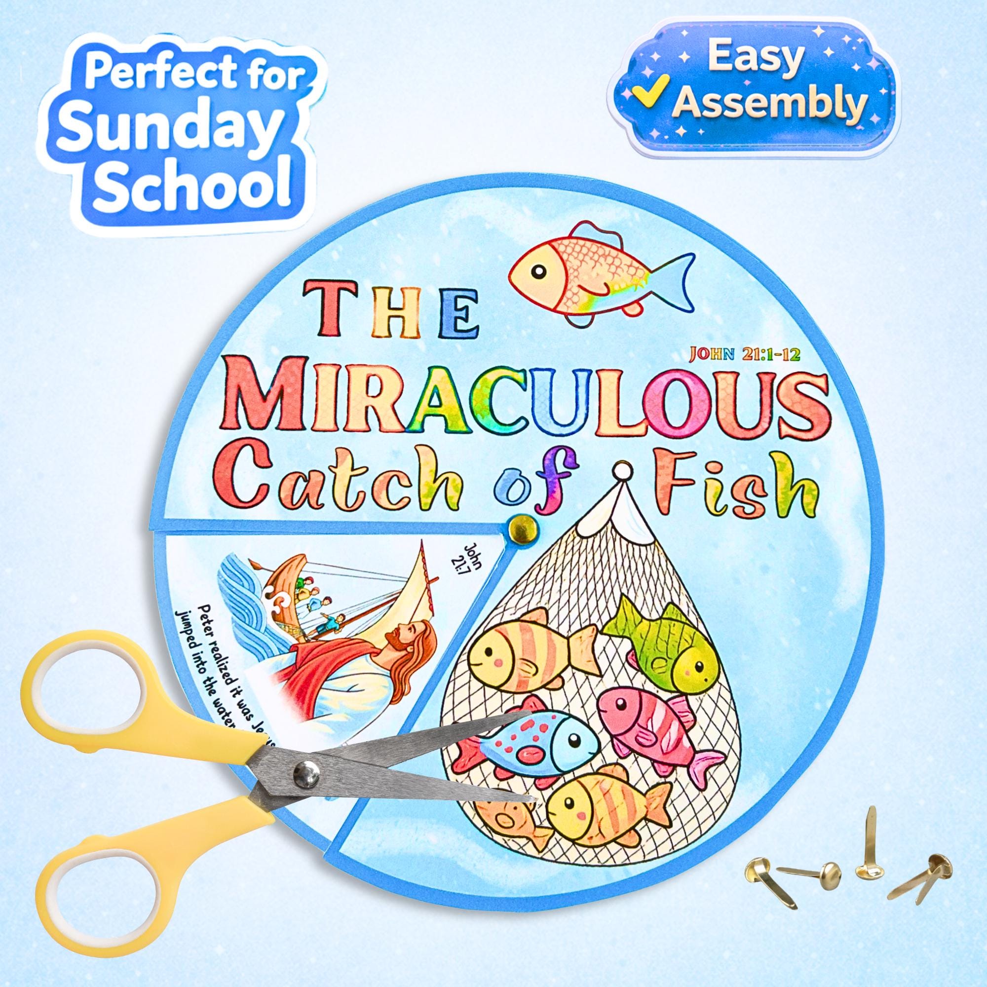 Miraculous Catch of Fish Spinner Wheel, Sunday School Craft (digital ...