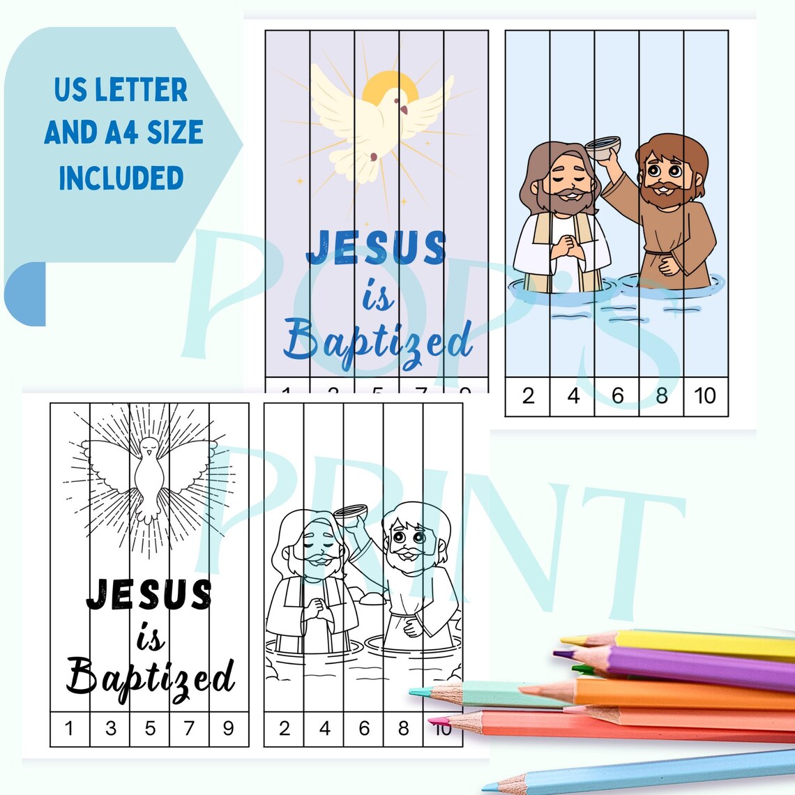 Printable Jesus is Baptized Agamograph Craft, Sunday School Bible ...