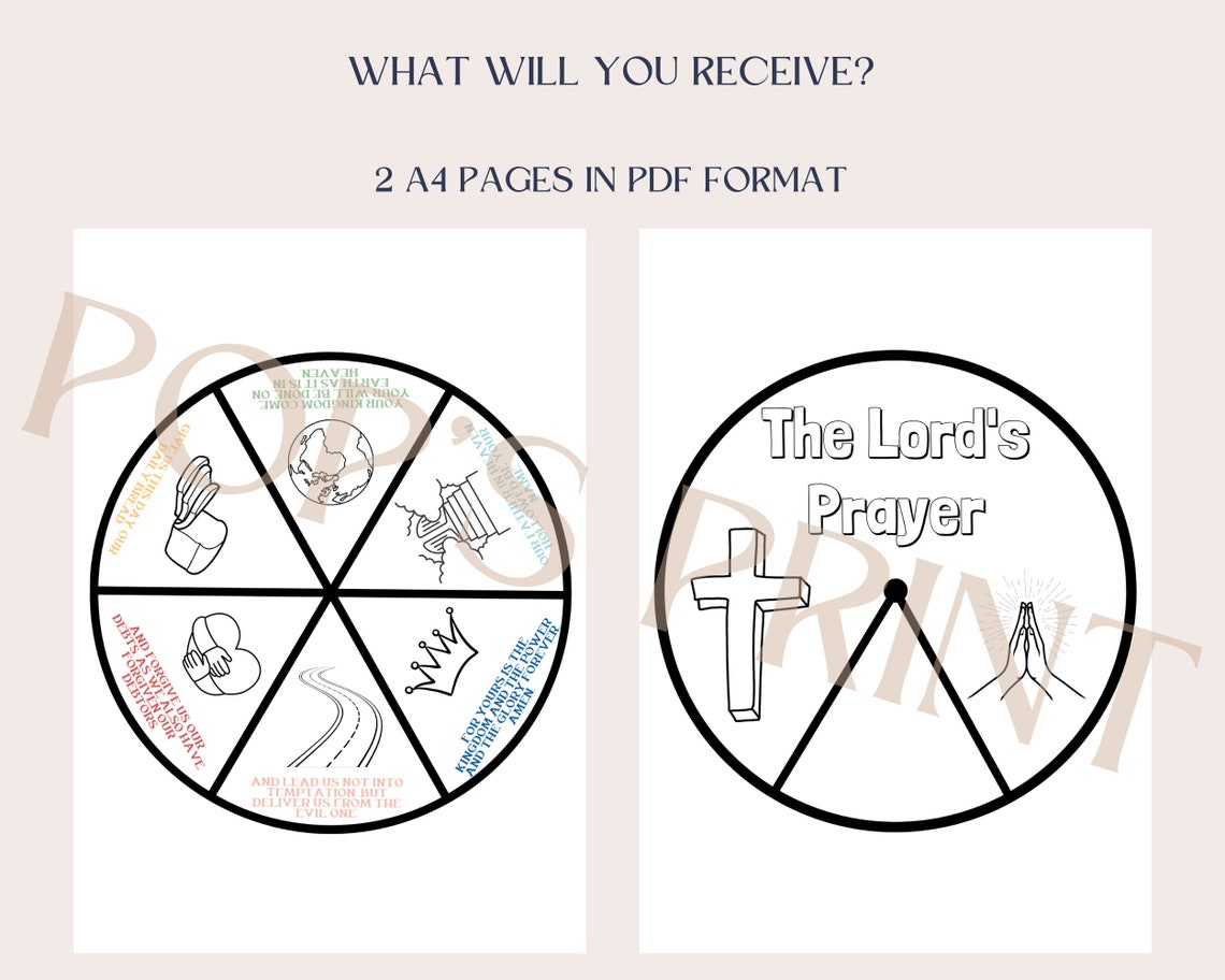 The Lord's Prayer Coloring Spinner Wheel the Lord's Prayer Craft Sunday ...