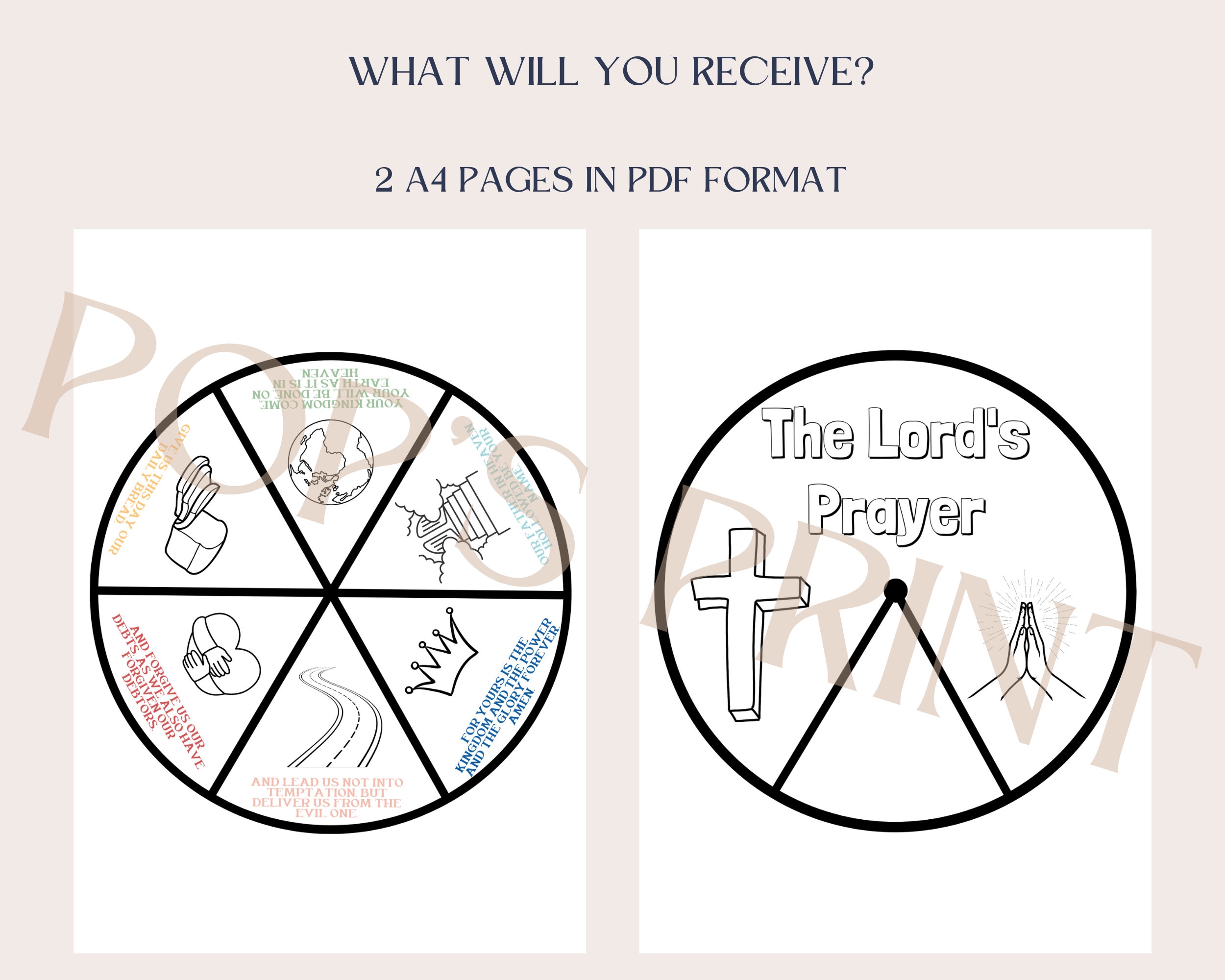 The Lord's Prayer Coloring Spinner Wheel the Lord's Prayer Craft Sunday ...