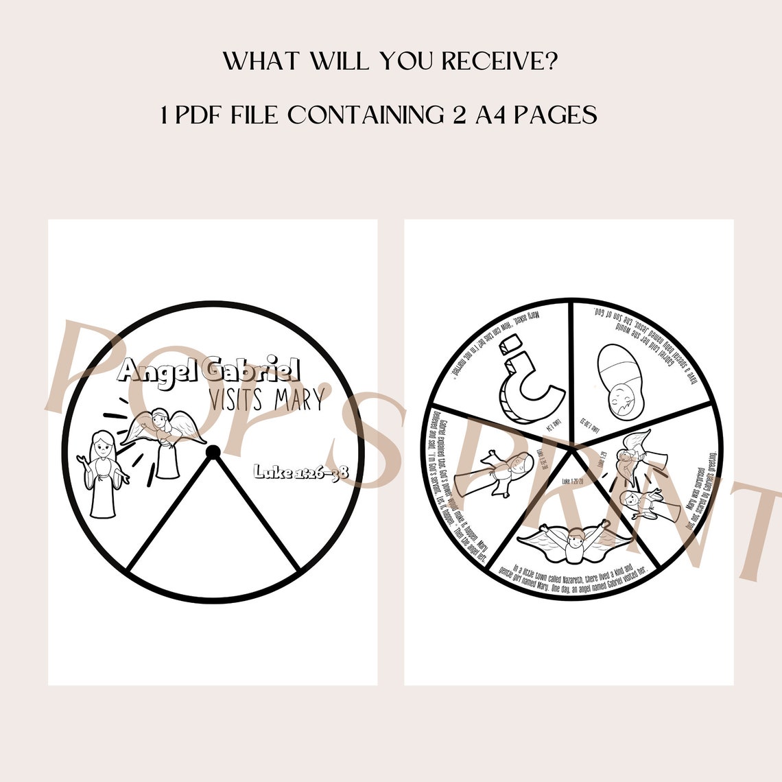 Angel Gabriel Visits Mary Coloring Spinner Wheel | Nativity Craft ...