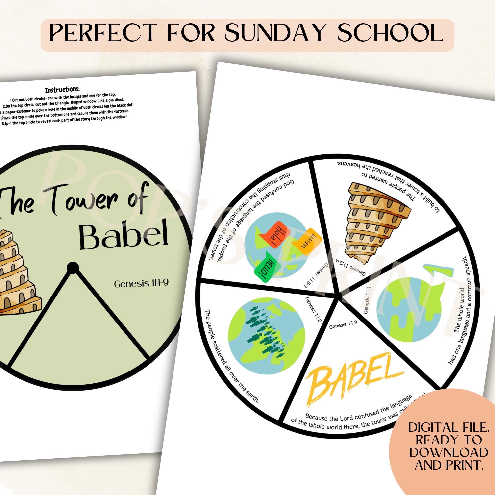 The Tower of Babel Spinner Wheel| Printable Sunday School Craft |kids ...