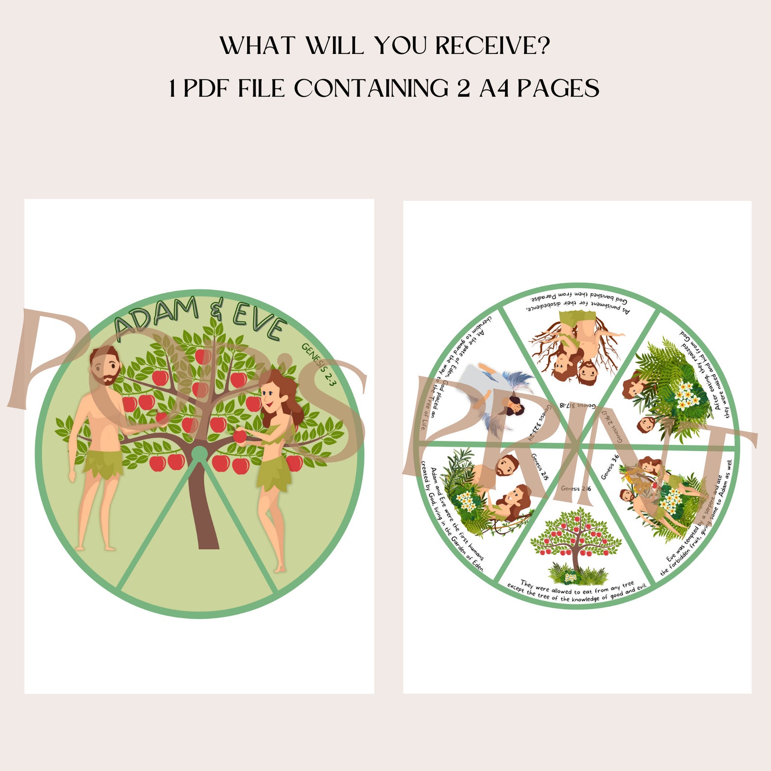 Printable Adam and Eve Spinner Wheel, Sunday School Lesson, Kids ...