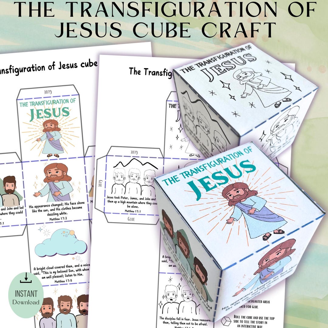 Transfiguration Lesson for Kids| Cube Craft| Printable Sunday School ...