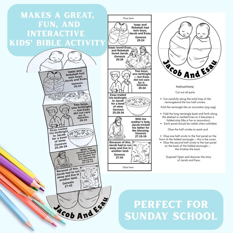 Printable Jacob and Esau Folding Surprise Booklet, Sunday School Craft ...