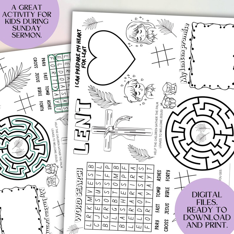 Lent Crafts Bundle for Kids| Printable Sunday School Bible Activity ...