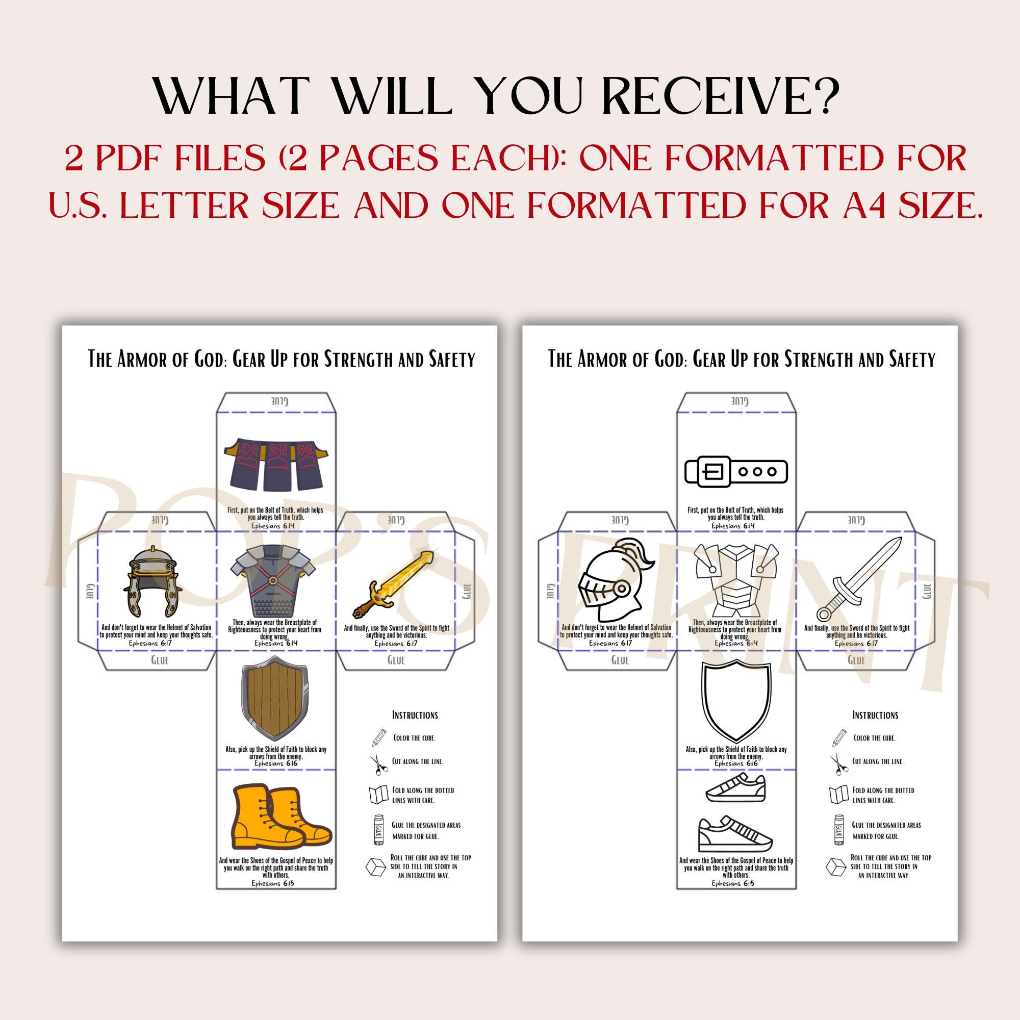 The Armor of God Cube Craft, God's Armor Printable Bible Activity ...