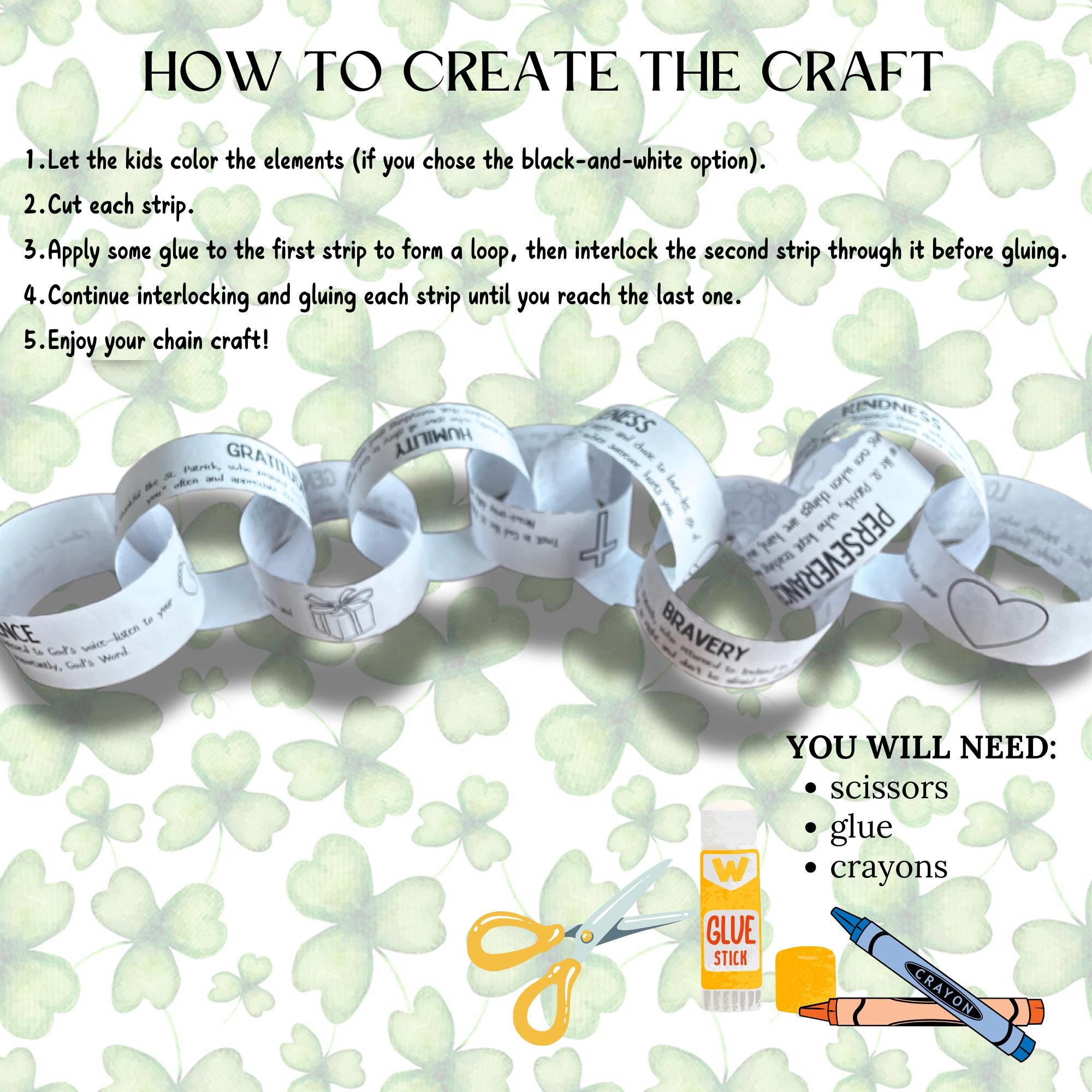 St. Patrick's Day Chain Craft| St. Patrick Children Activity| Shamrock ...