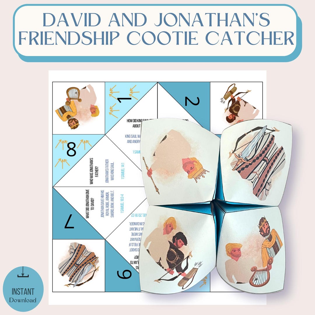 David and Jonathan Cootie Catcher, Friendship Bible Lesson, Sunday ...