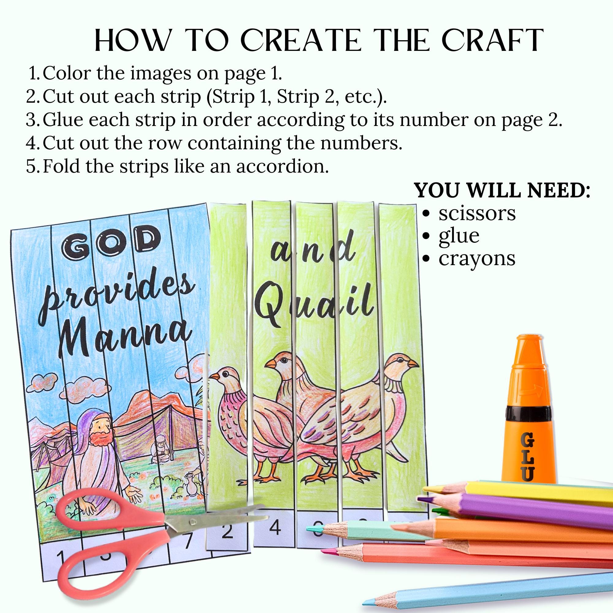 God Provides Manna and Quail Agamograph, Sunday School Printable Bible ...