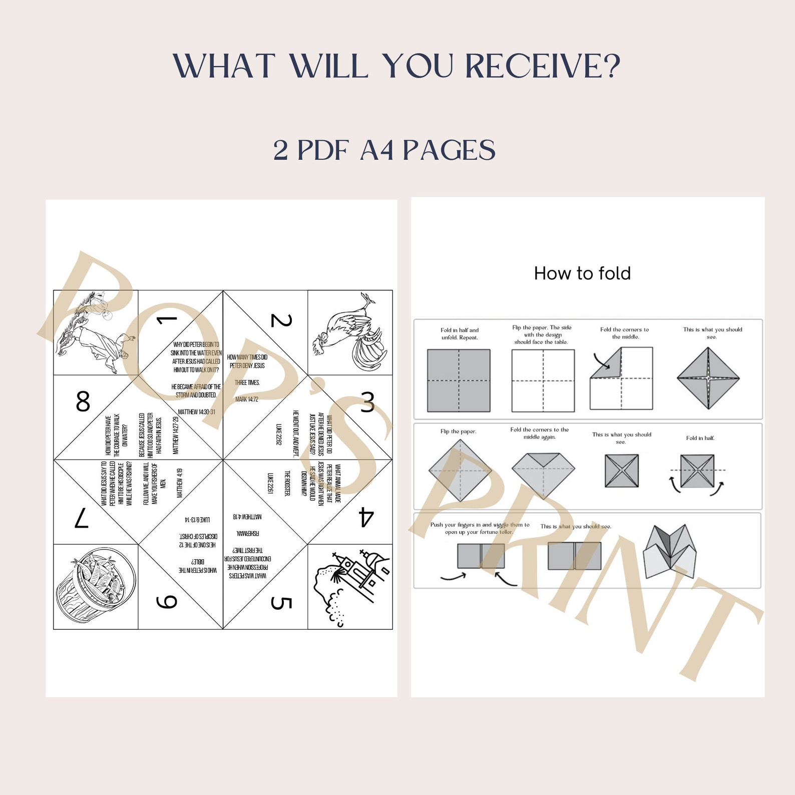 Sunday School Craft - Peter the Apostle Coloring Cootie Catcher ...