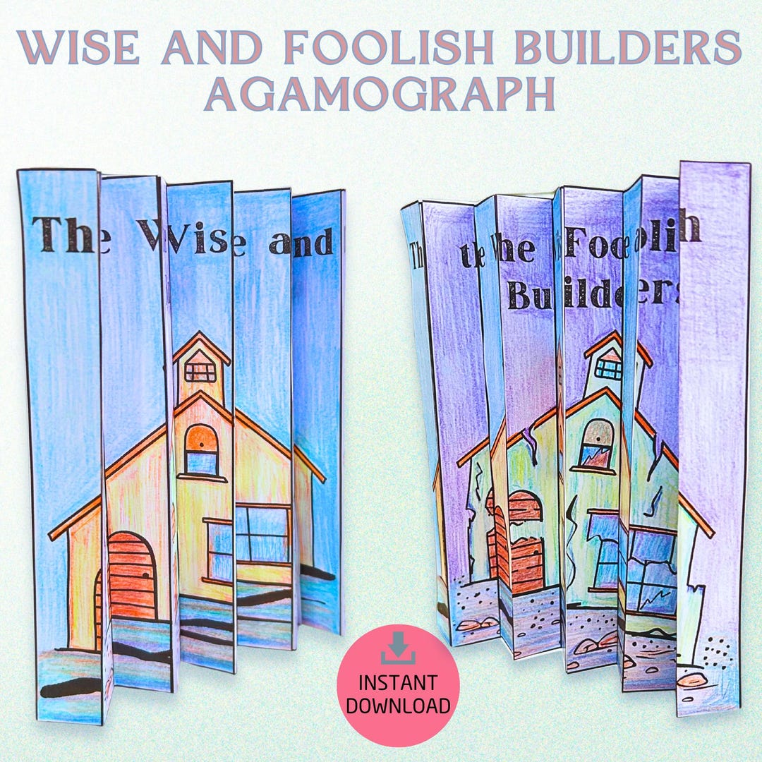 Printable the Wise and Foolish Builders Agamograph, Sunday School Craft ...